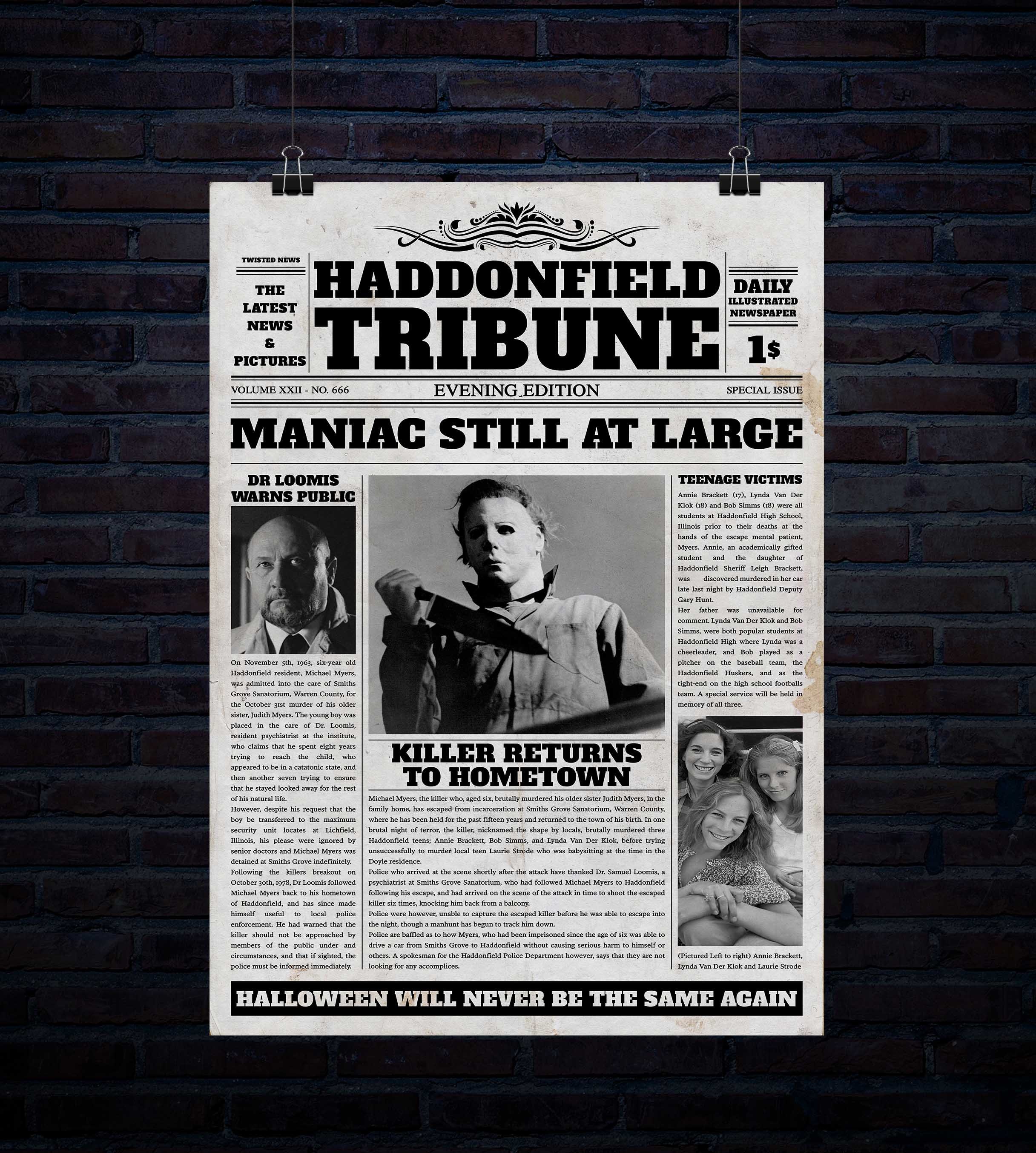 Maniac Still at Large Newspaper Article 20 Inch X 30 Inch 300dpi Poster ...