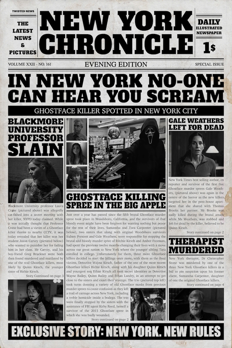 In New York No-one Can Here You Scream Newspaper Article 20 Inch X 30 ...