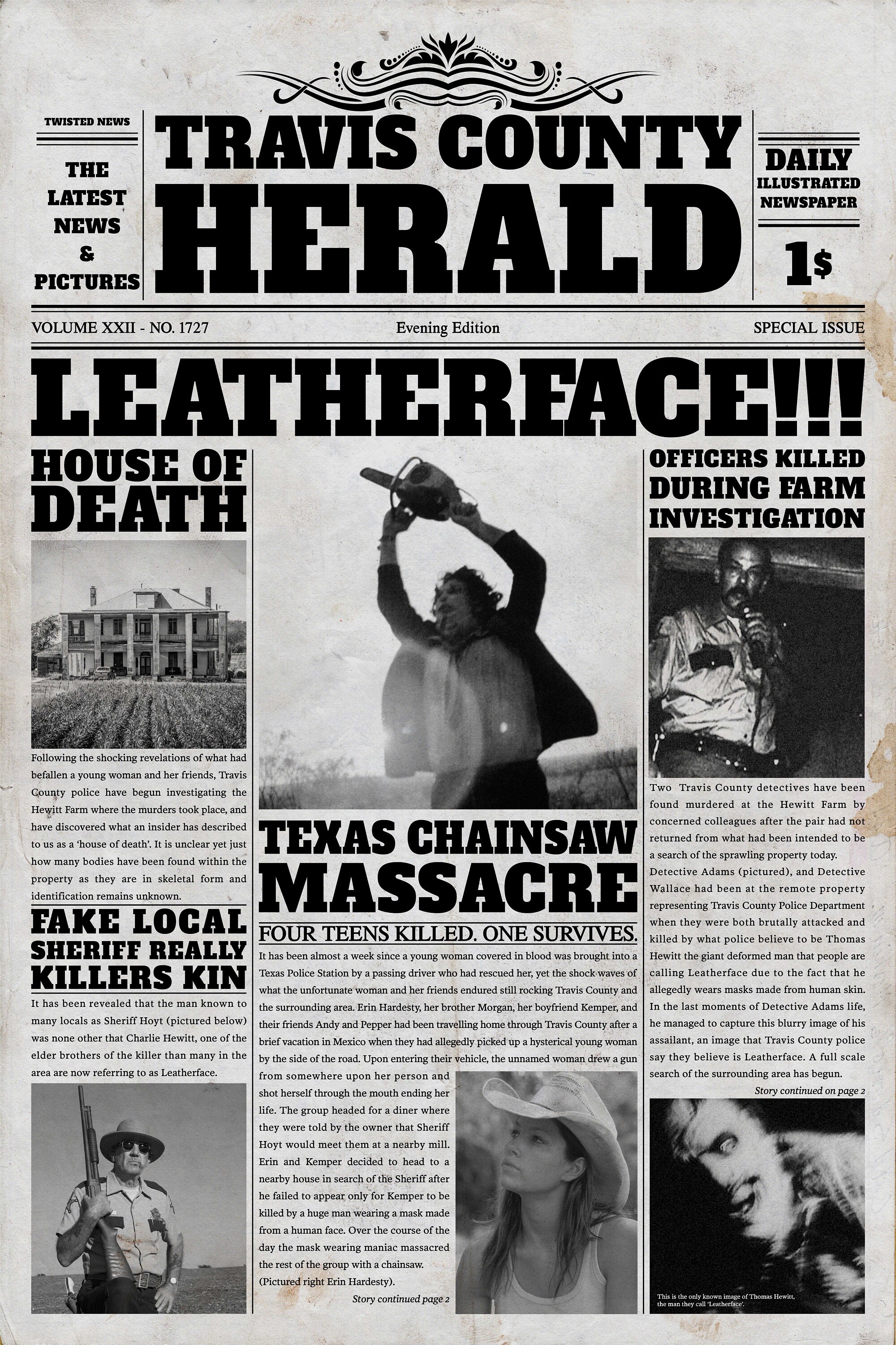 House of Death Newspaper Article 20 Inch X 30 Inch 300dpi Poster ...