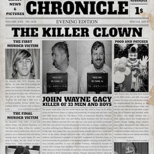 Serial Killer John Wayne Gacy Newspaper Article 20 Inch X 30 Inch ...