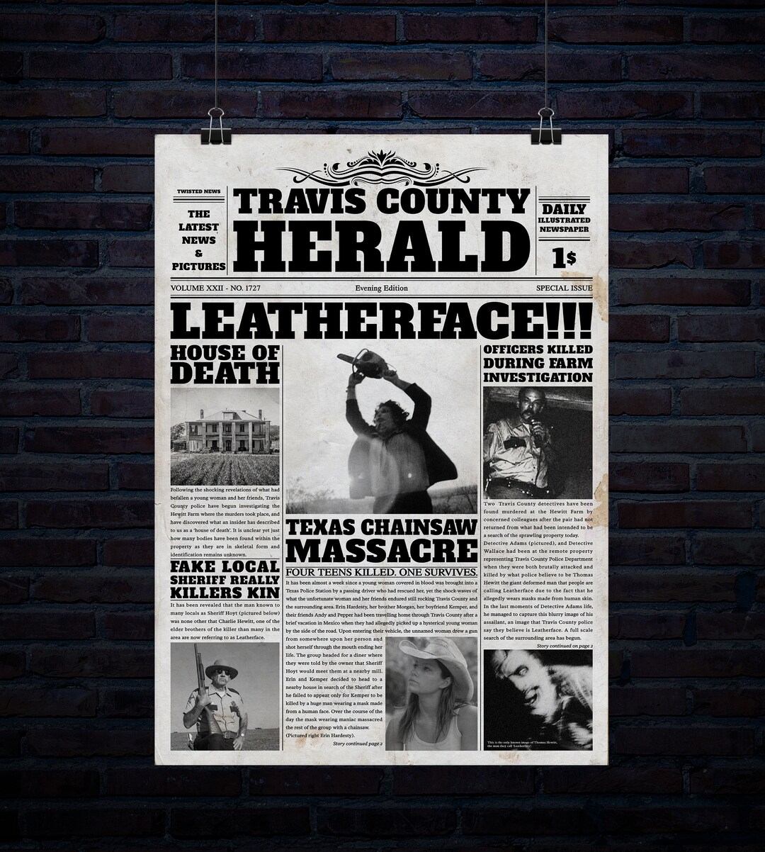 House of Death Newspaper Article 20 Inch X 30 Inch 300dpi Poster ...