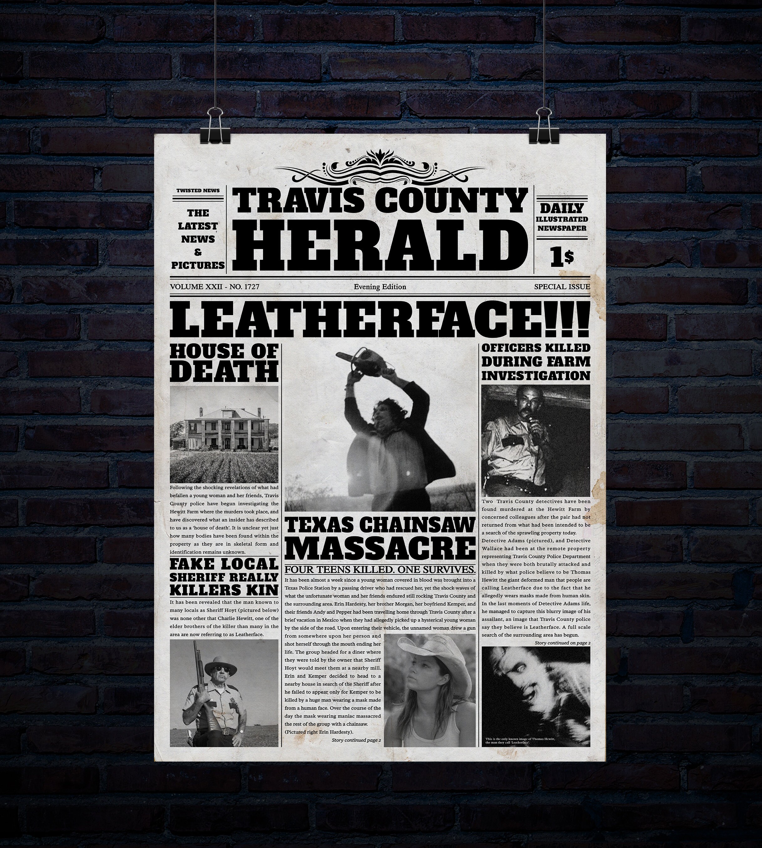 House of Death Newspaper Article 20 Inch X 30 Inch 300dpi Poster ...