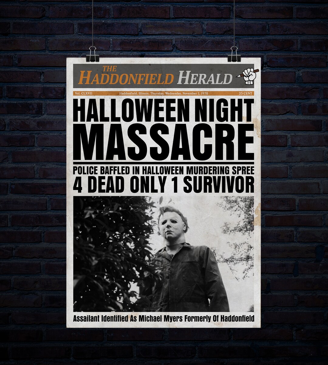 Halloween Night Massacre Newspaper Article 20 Inch X 30 Inch 300dpi ...