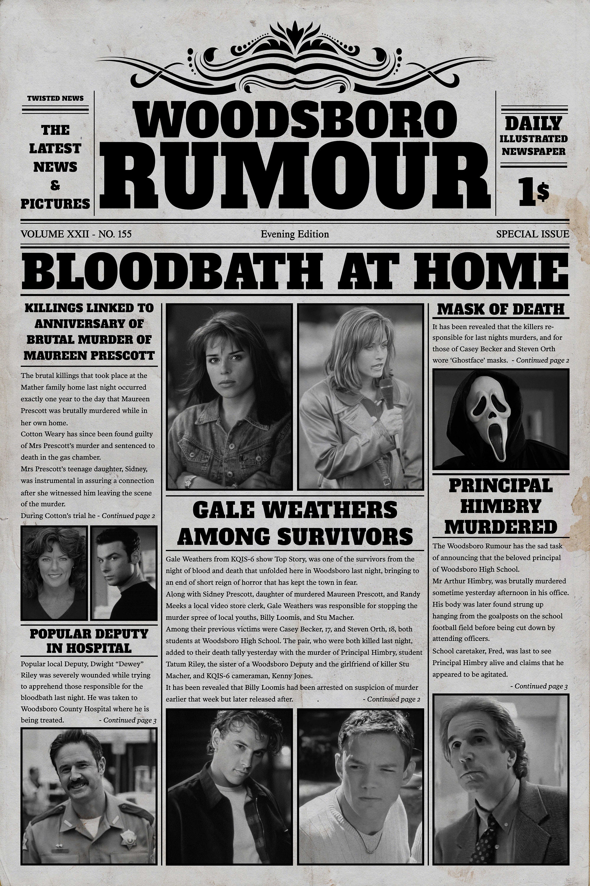 Cult Movie Pack of 5 Horror Movie Newspaper Articles 20-inches X 30 ...