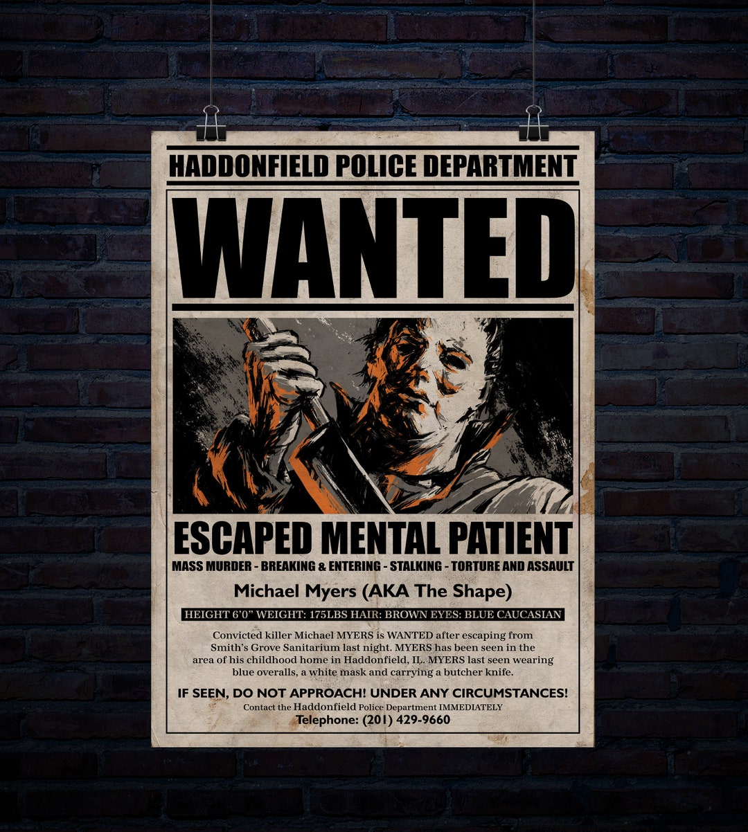 Michael Myers Wanted Poster 20 Inch X 30 Inch 300dpi Poster Etsy