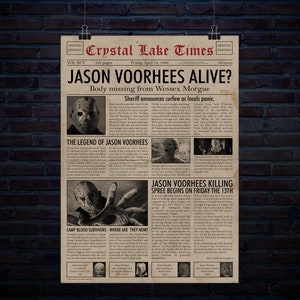 Killer, Jason Alive? Newspaper Article 20 Inch X 30 Inch 300dpi Poster ...