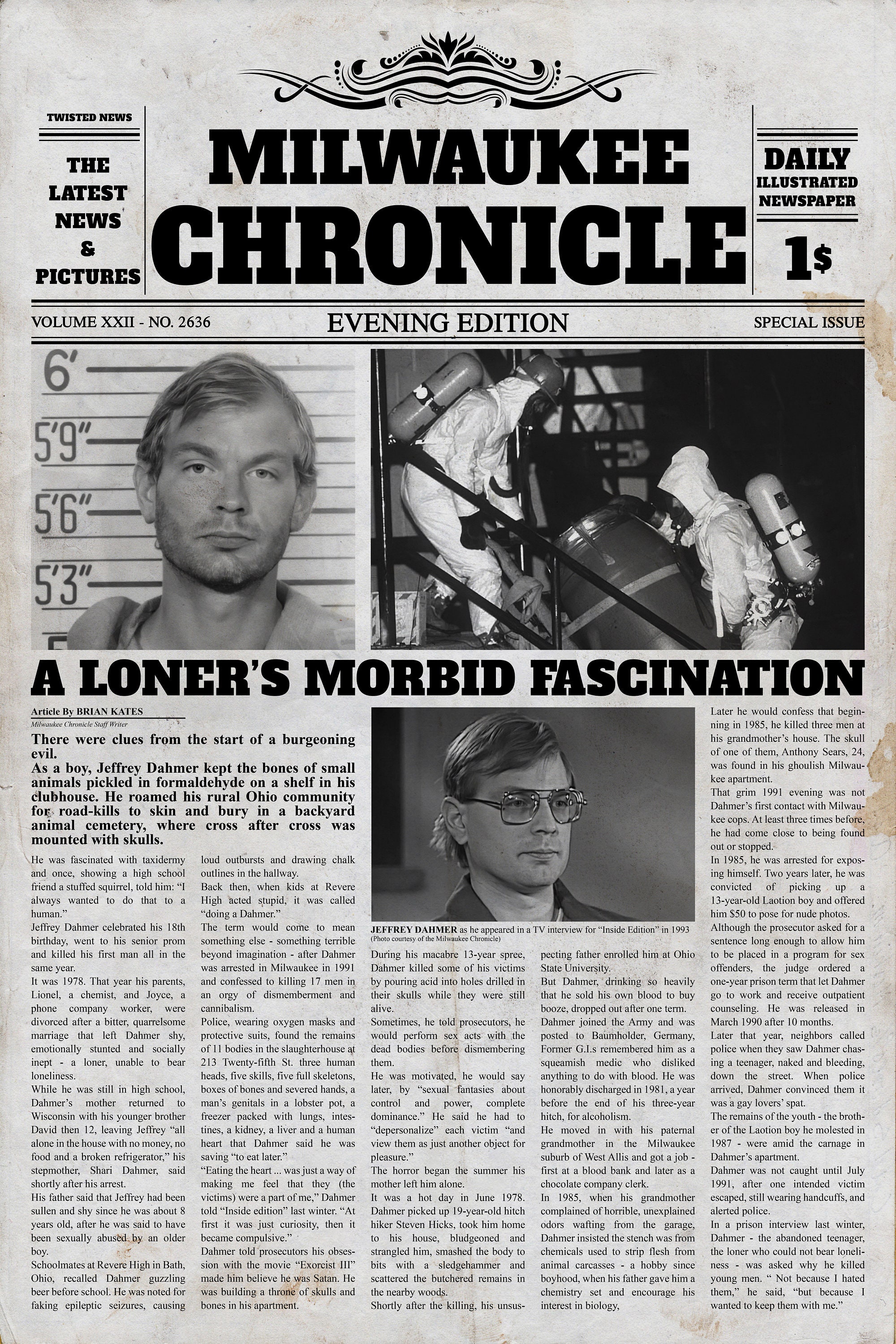Jeffrey Dahmer Serial Killer Pack of 3 Newspaper Articles 20 Inch X 30 ...