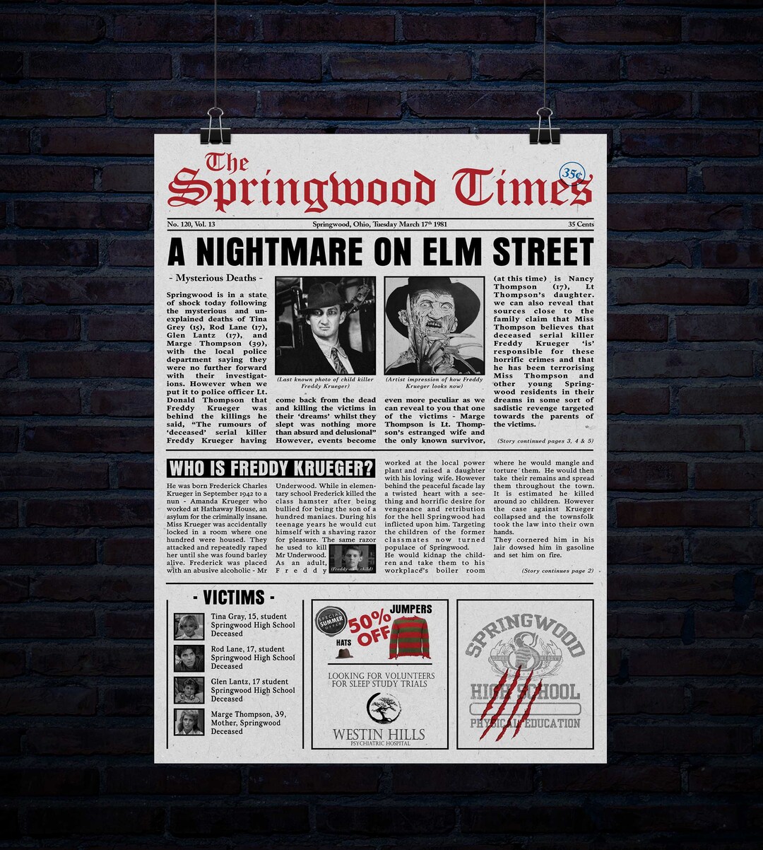 Who is Freddy? Newspaper Article 20 Inch X 30 Inch 300dpi Poster ...