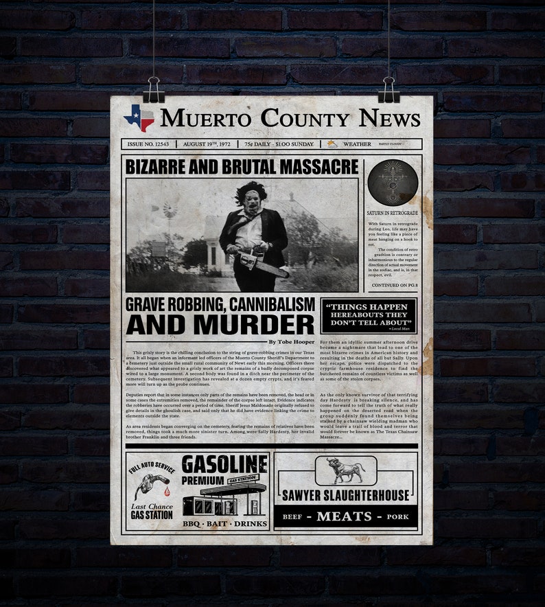 Grave Robbing, Cannibalism and Murder Newspaper Article 20 Inch X 30 ...