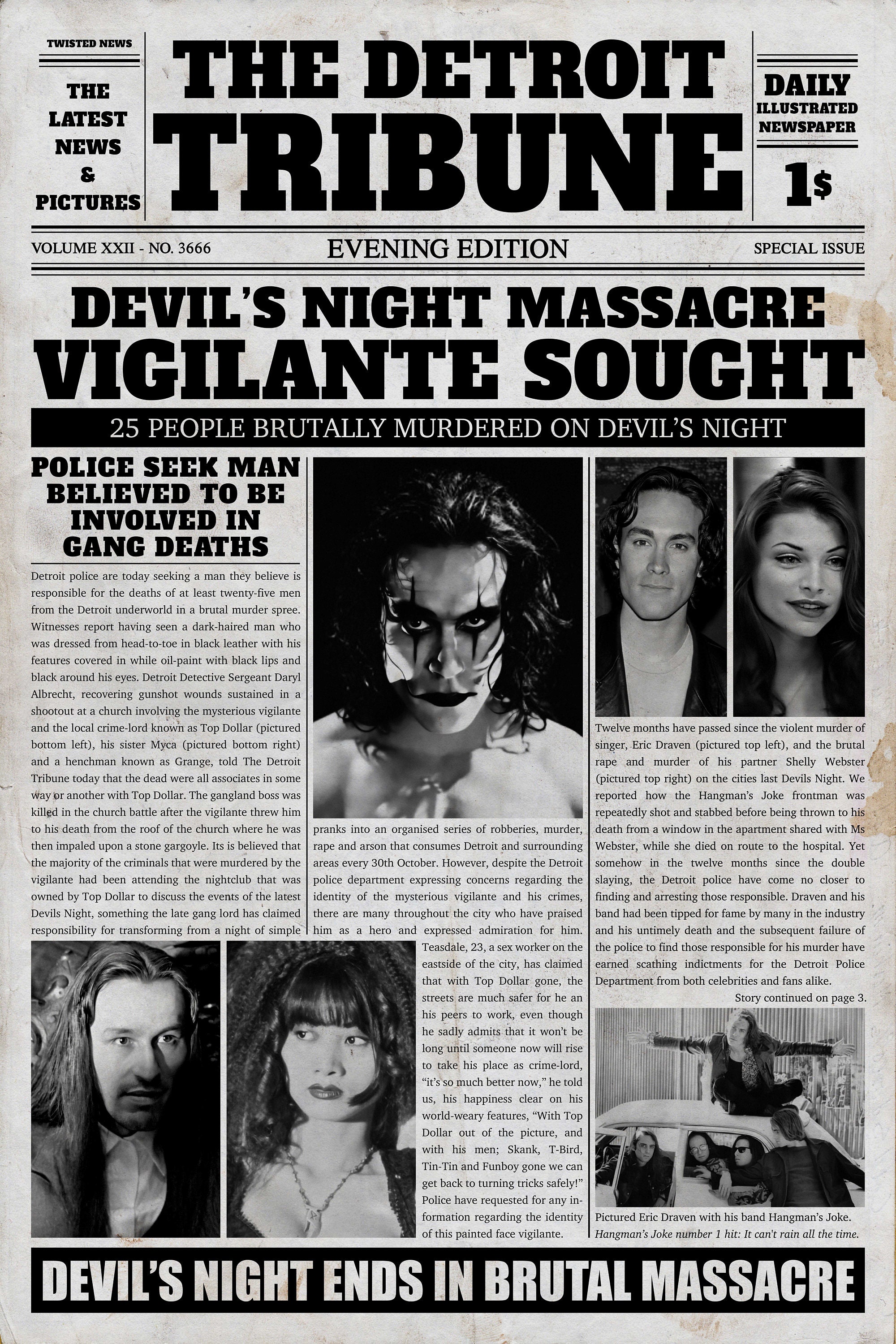 Devil's Night Vigilante Newspaper Article 20 Inch X 30 Inch 300dpi ...