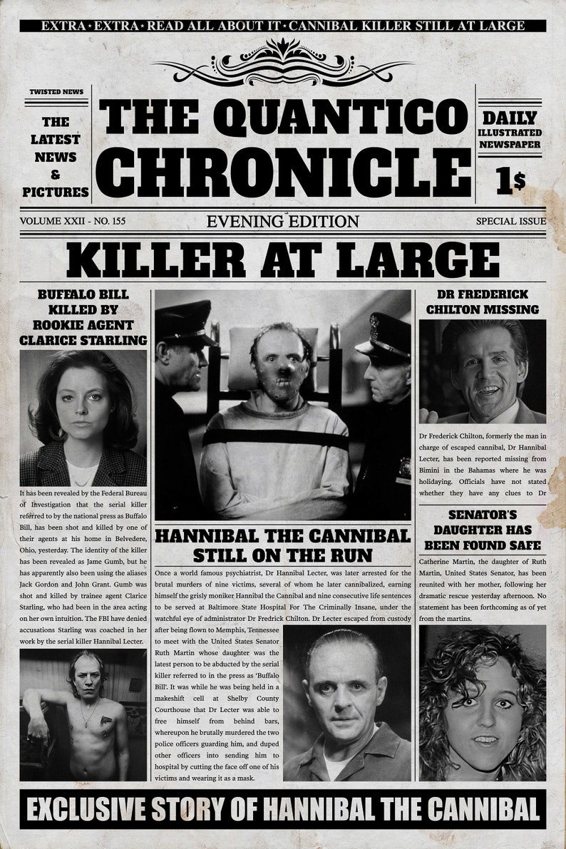 Cannibal Killer at Large Newspaper Article 20 Inch X 30 Inch 300dpi ...