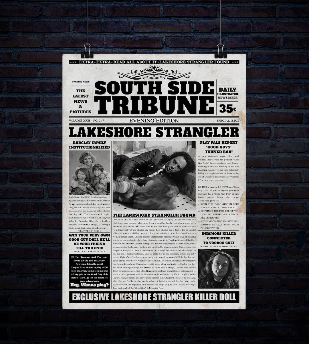 Voodoo Killer, Found Dead Newspaper Article 20 Inch X 30 Inch 300dpi ...