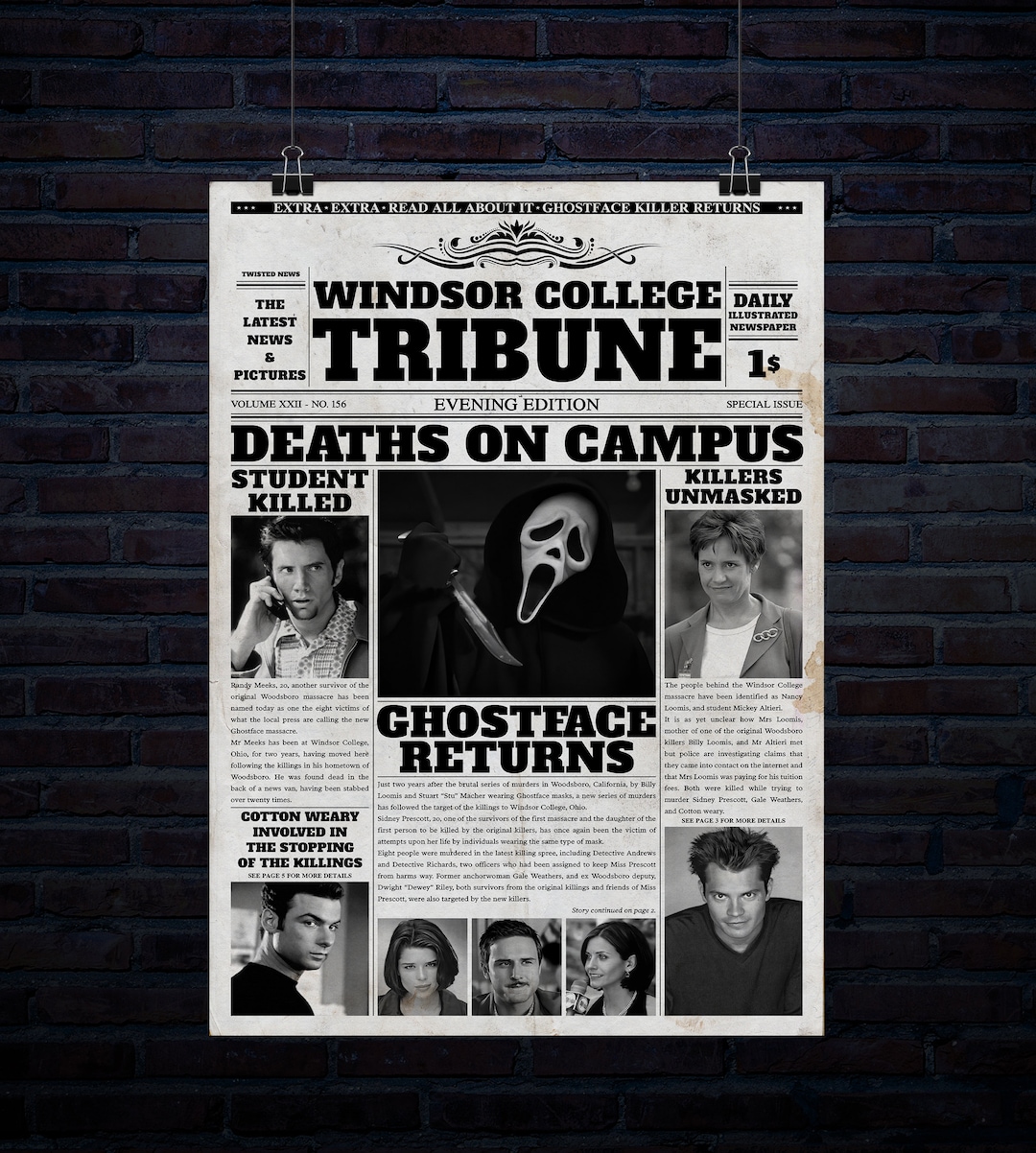 Deaths on Campus Newspaper Article 20 Inch X 30 Inch 300dpi Poster ...