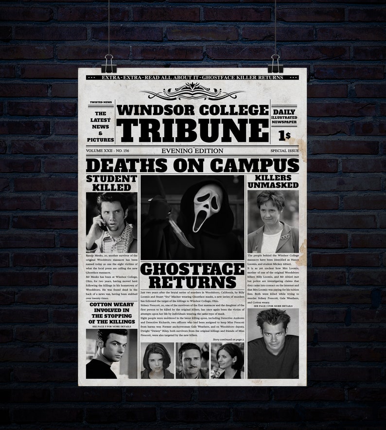Deaths on Campus Newspaper Article 20 Inch X 30 Inch 300dpi Poster ...