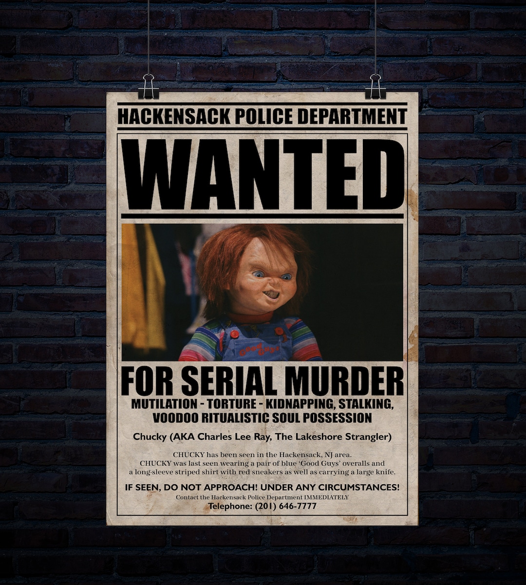 Chucky Aka Charles Lee Ray, the Lakeshore Strangler Wanted Poster 20 ...