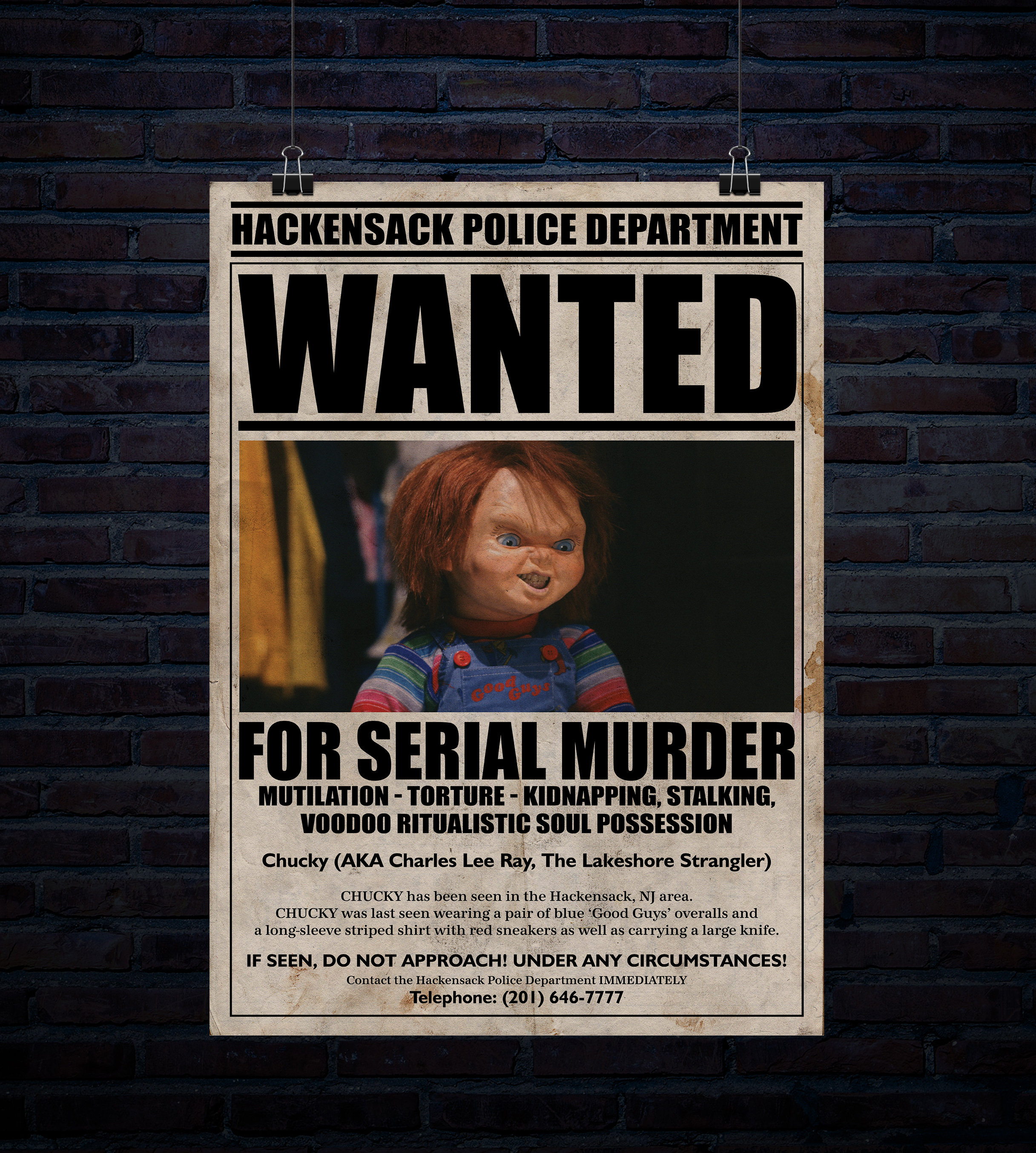 Chucky Aka Charles Lee Ray, the Lakeshore Strangler Wanted Poster 20 ...