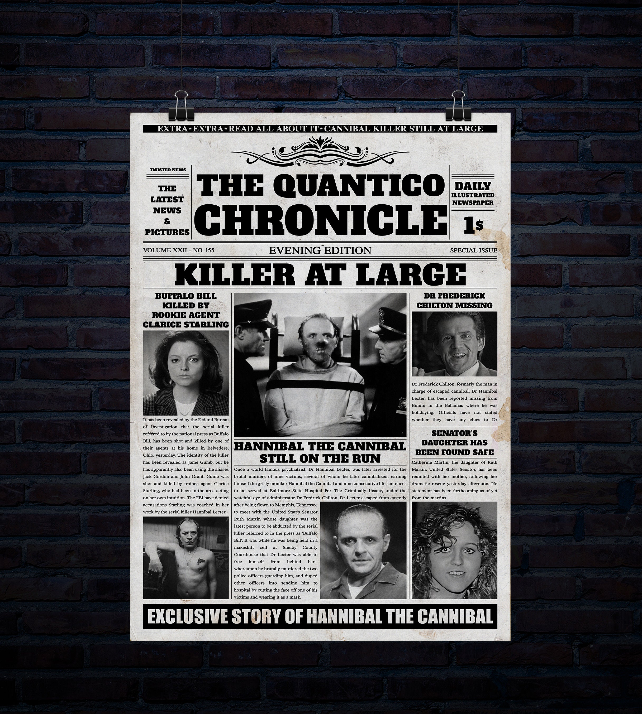 Cannibal Killer at Large Newspaper Article 20 Inch X 30 Inch 300dpi ...