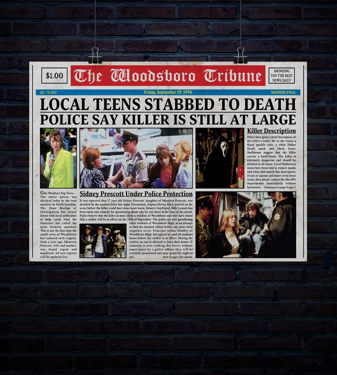 Local Teens Stabbed to Death Newspaper Article 20 Inch X 30 Inch 300dpi ...