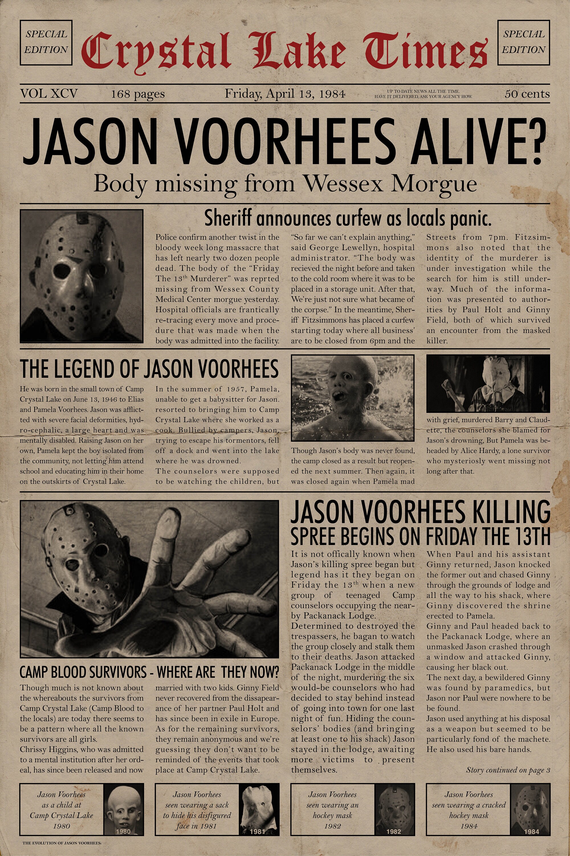 Killer Jason Alive Newspaper Article 20 Inch X 30 Inch - Etsy