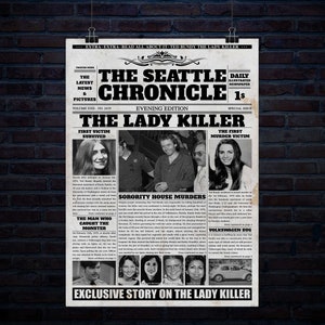Serial Killer Ted Bundy Newspaper Article 20 Inch X 30 Inch 300dpi ...
