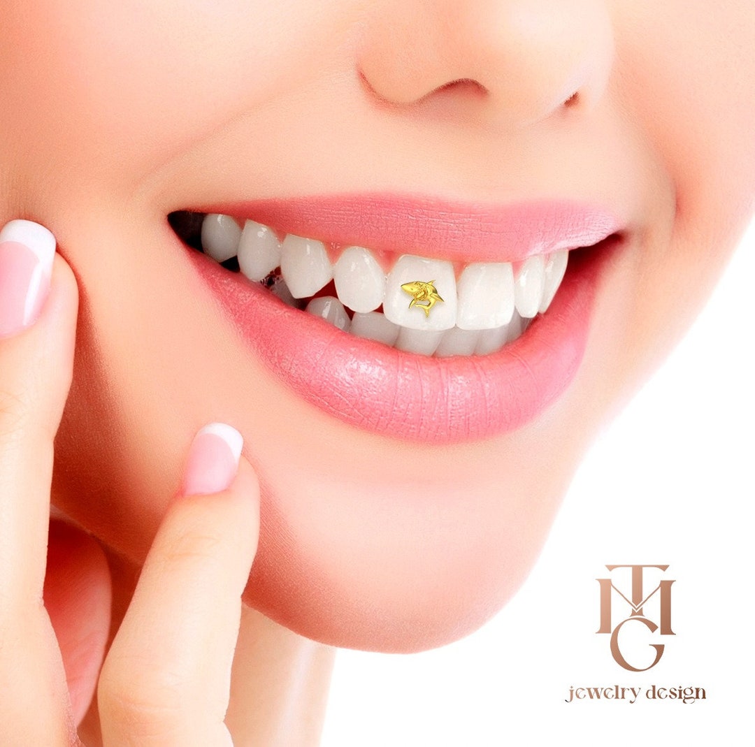 14k and 18k Gold Tooth Gem Shark - Etsy