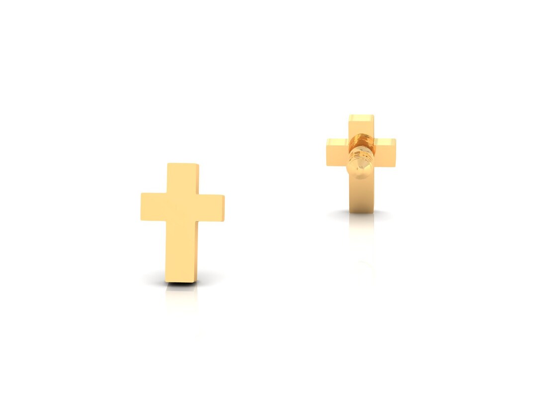 14K Cross Gold, Threaded Dermal, Threaded Screw, Body Piercing. - Etsy