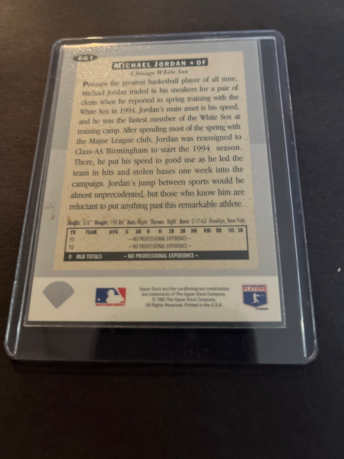 1993 Upper Deck Michael Jordan MLB Rookie Card - Etsy