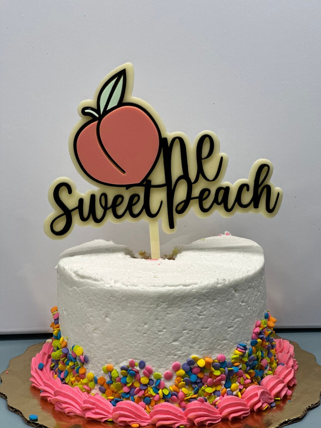 One Sweet Peach Birthday Cake Topper First Birthday Cake - Etsy