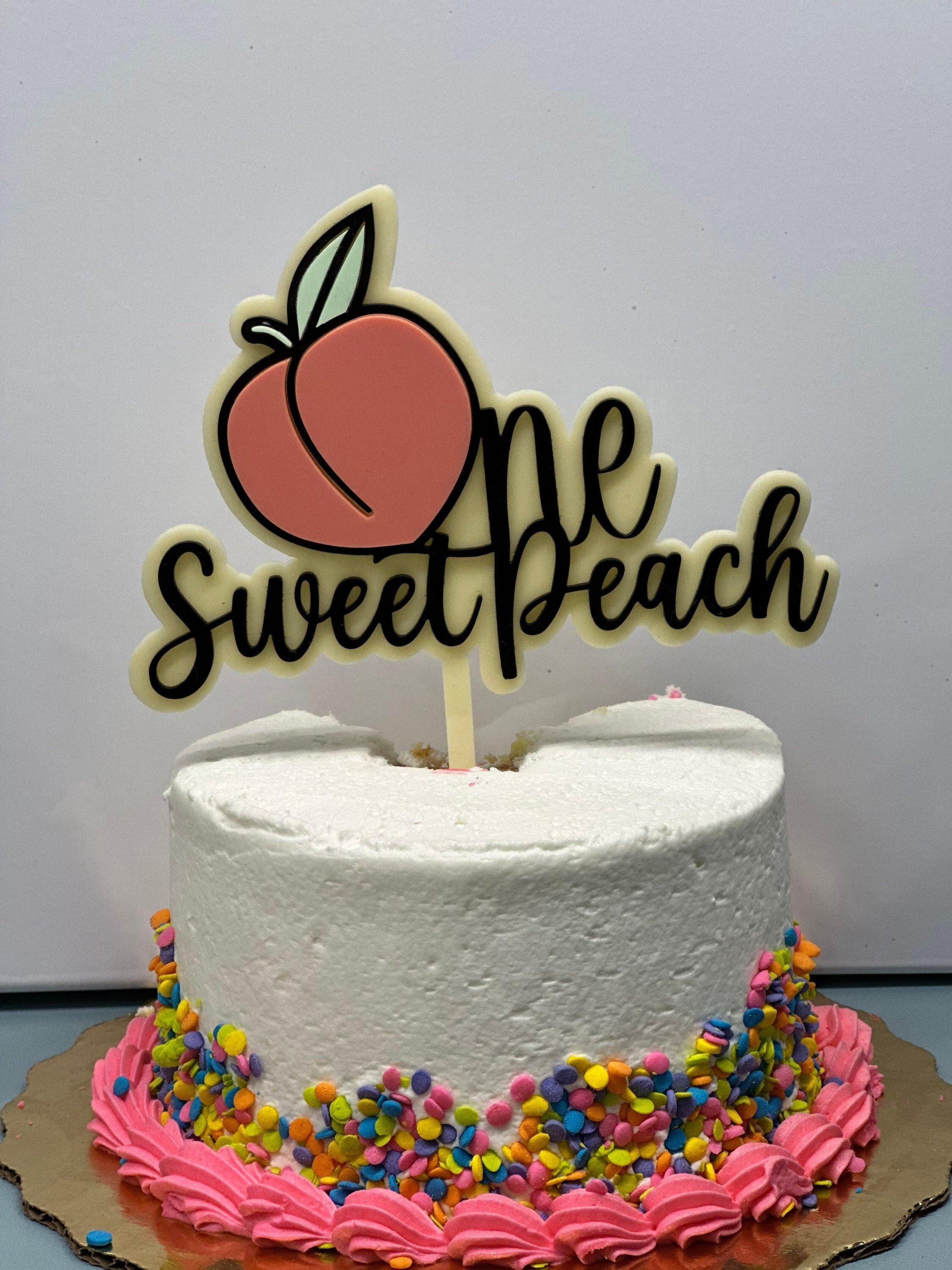 One Sweet Peach Birthday Cake Topper First Birthday Cake - Etsy
