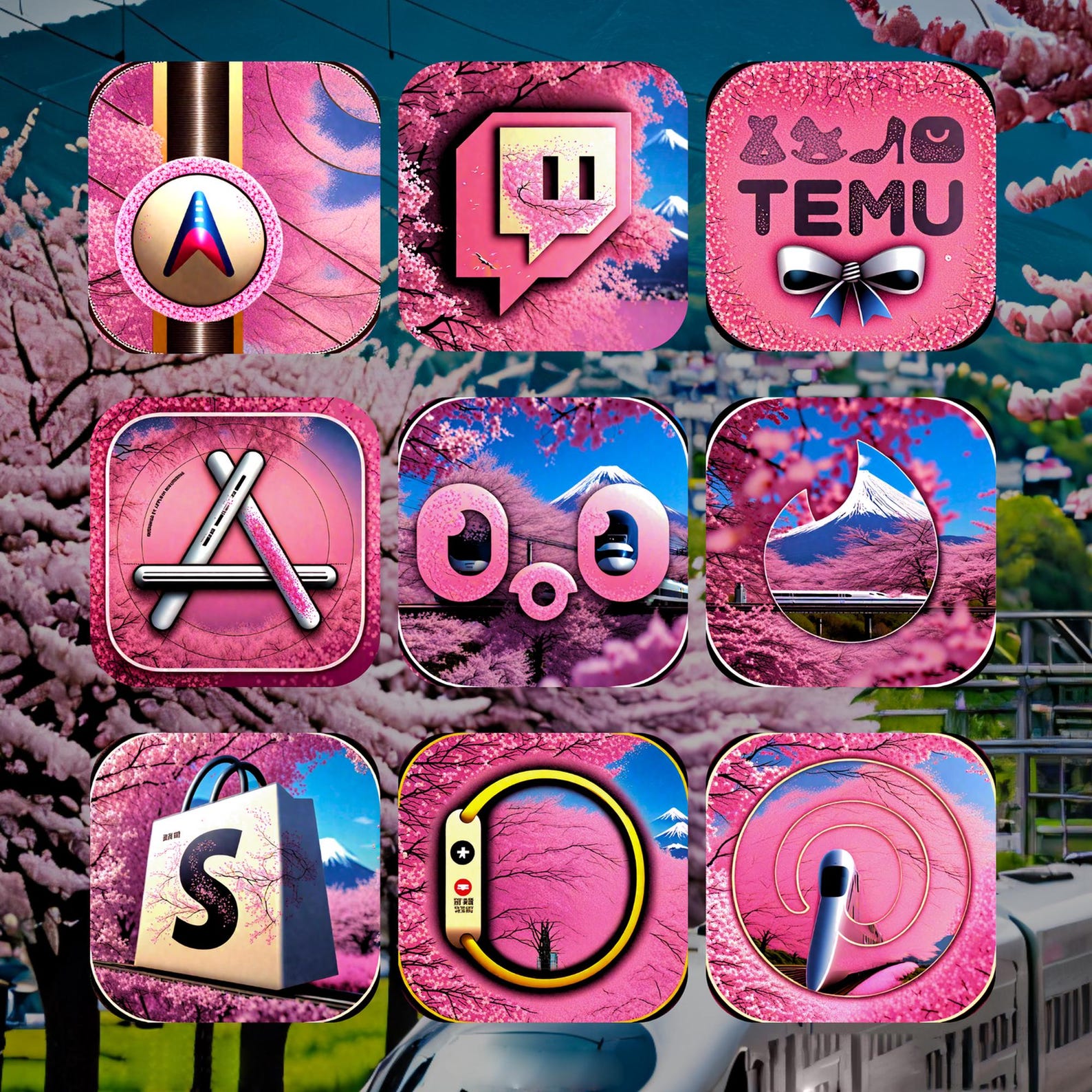 App Icon Pack Sakura Fuji Glitter Icons for Ios & Android, Customize ...