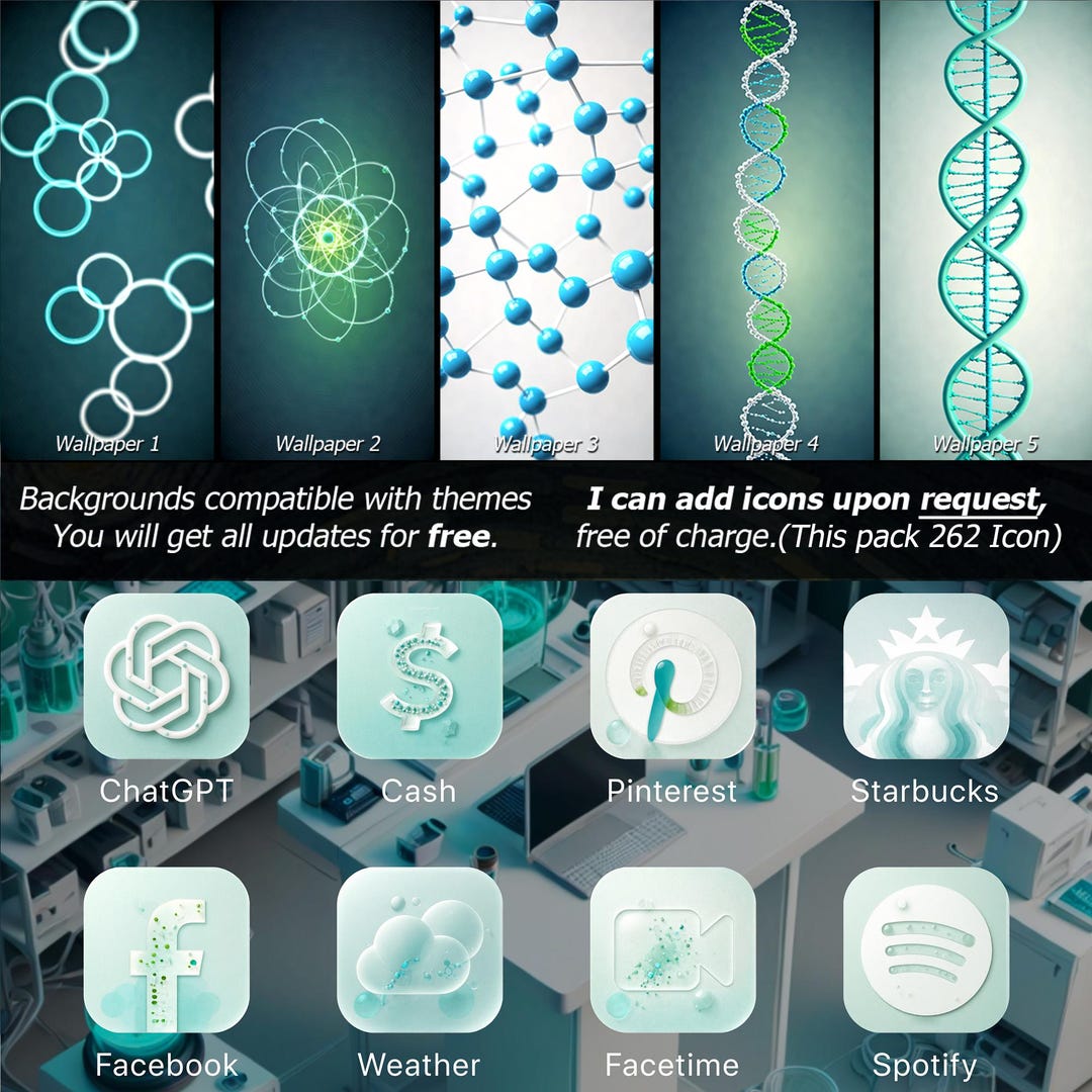 Scientific Ios App Icons – Modern Chemistry Style, Molecular Design ...