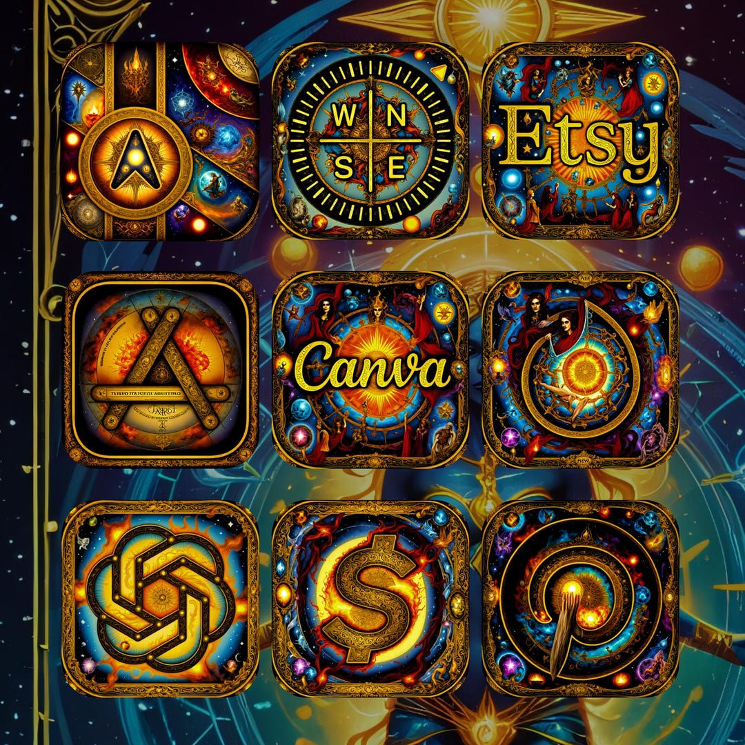 App Icon Pack – Ornate Alchemical Celestial Gold Icons for iPhone and ...