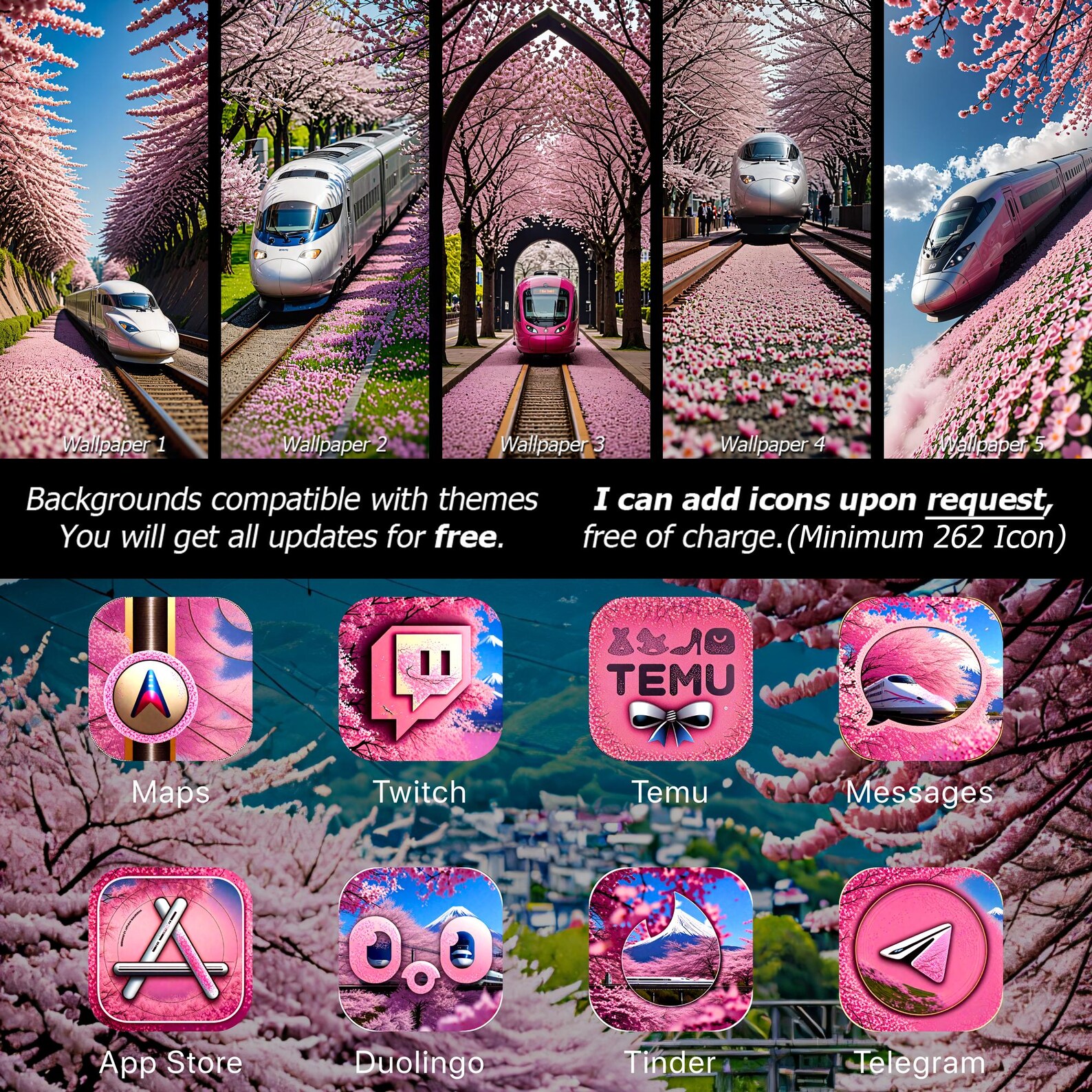 App Icon Pack Sakura Fuji Glitter Icons for Ios & Android, Customize ...