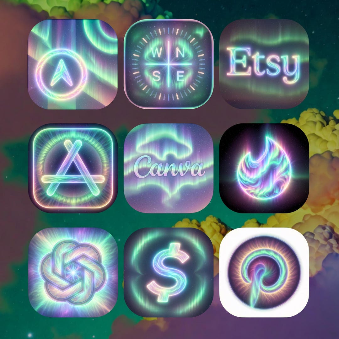 App Icon Pack – Aurora Glow Orbs for Ios & Android to Customize Home ...