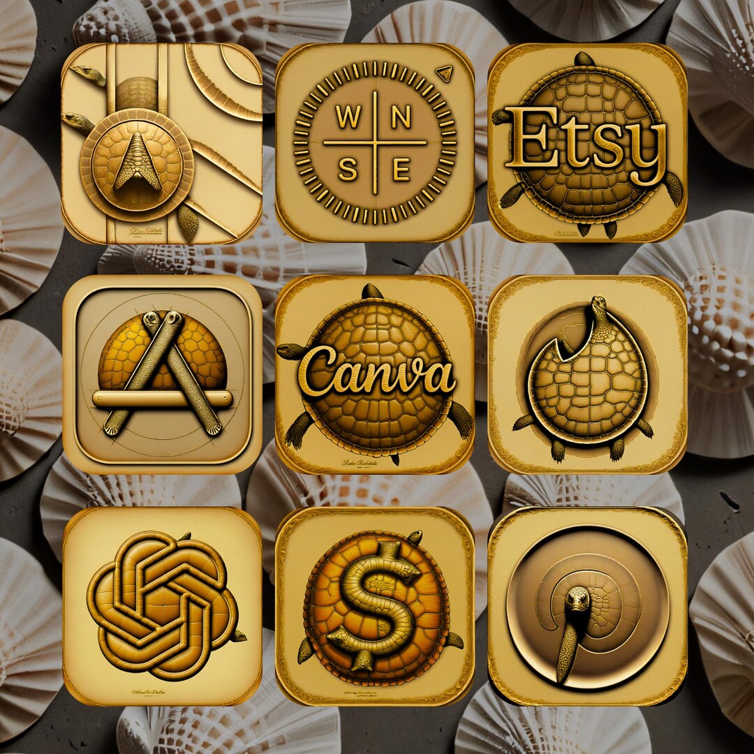 App Icon Pack – Antique Sepia Tortoise-embossed Icons for Ios & Android ...