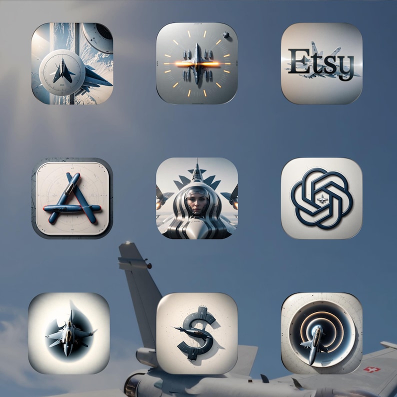Aviation Minimalist Ios App Icons • Fighter Jet Scientific Home Screen ...