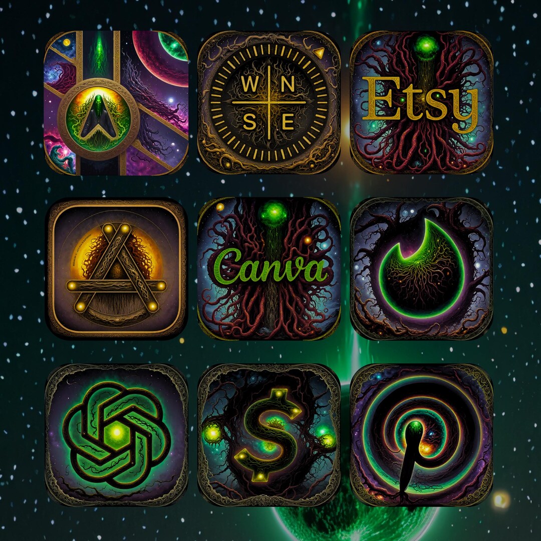 App Icon Pack Cosmic Time Icons, Mystical Energy Core Style, Customize ...