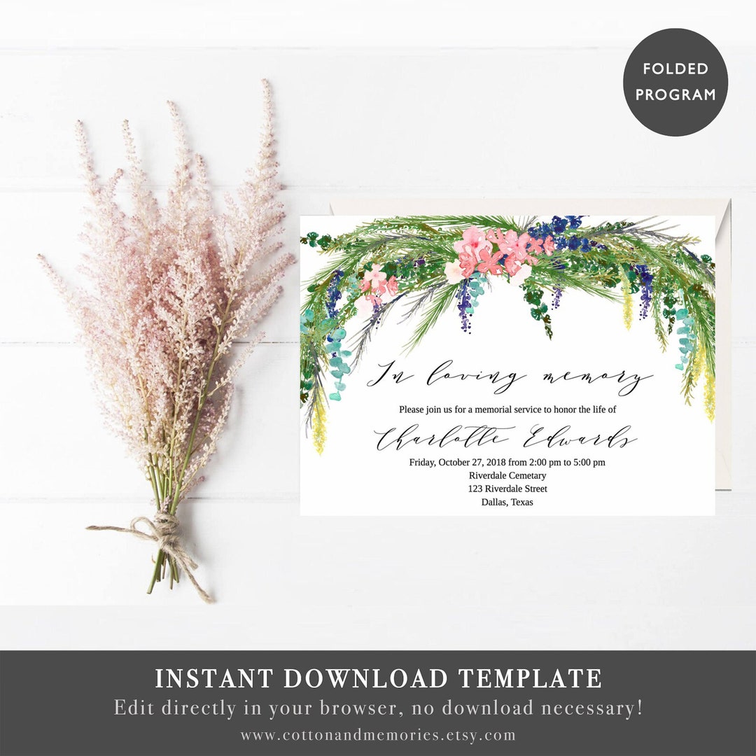 Funeral Template Death Announcement Memorial Announcement Template ...