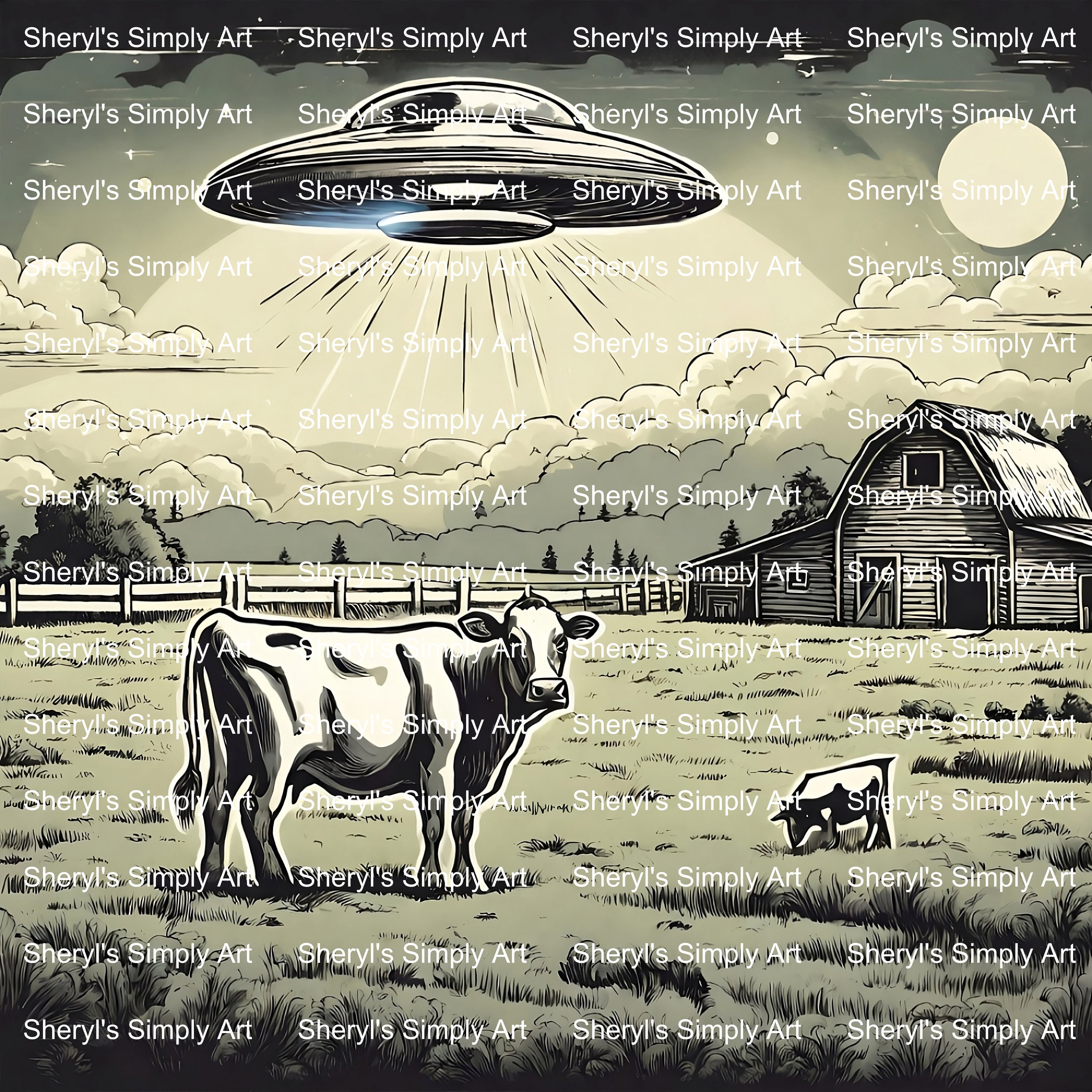 UFO on Farm Png, UFO Gift, UFO Png, Cricut Files, Digital Download Art ...