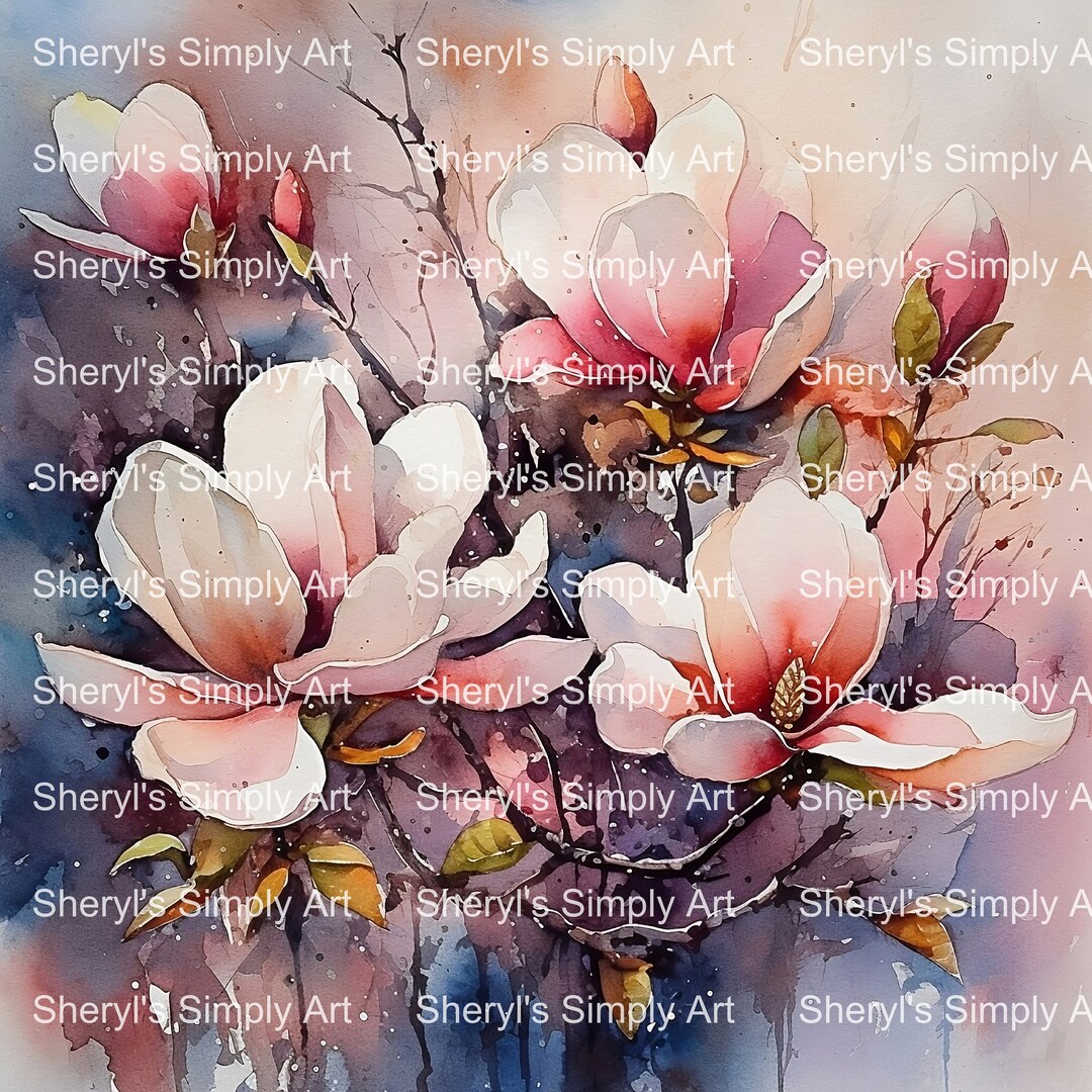 Watercolor Magnolias PNG, Magnolias Gift, Magnolias Png, Cricut Files ...