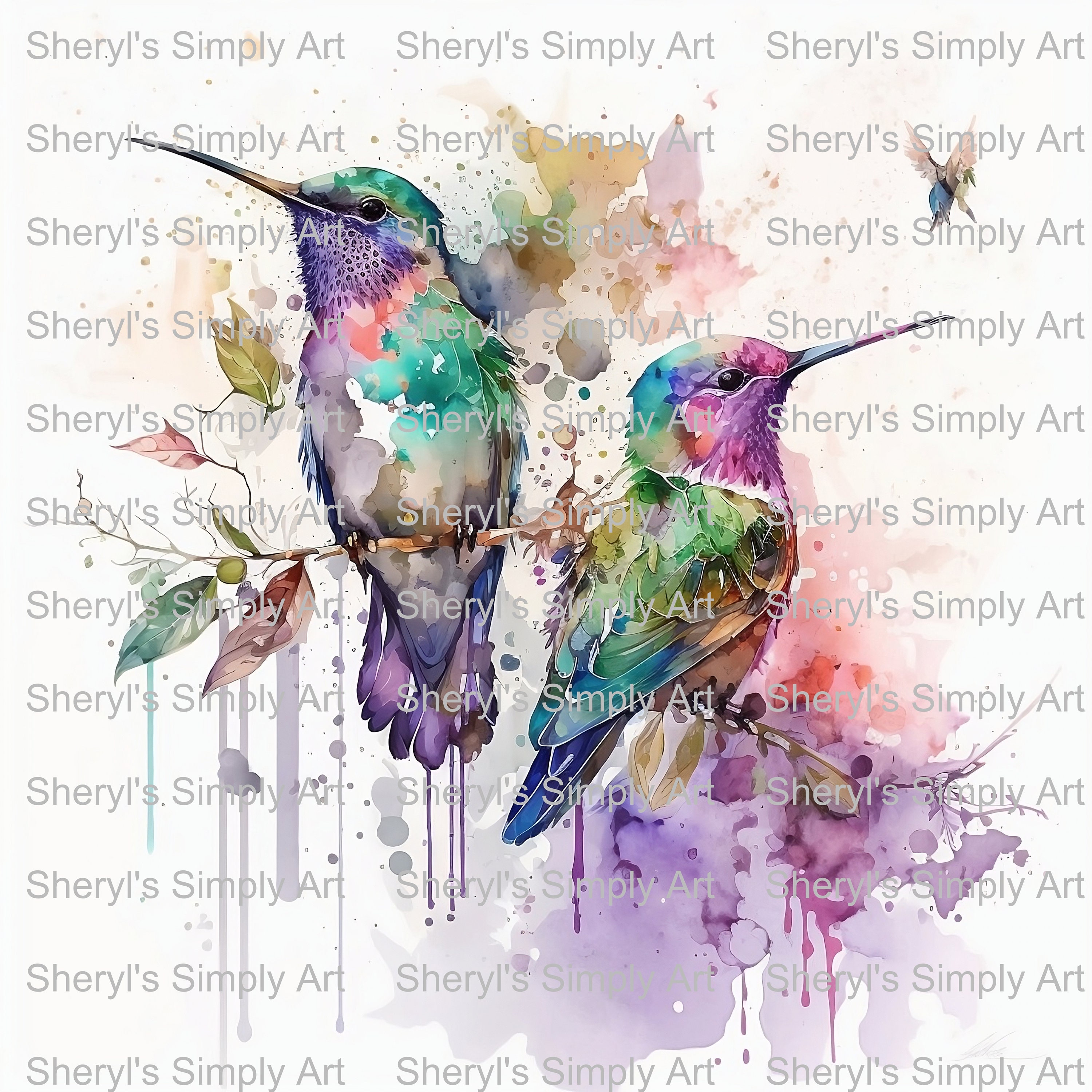 Watercolor Hummingbirds PNG, Hummingbirds Gift, Hummingbirds Png ...