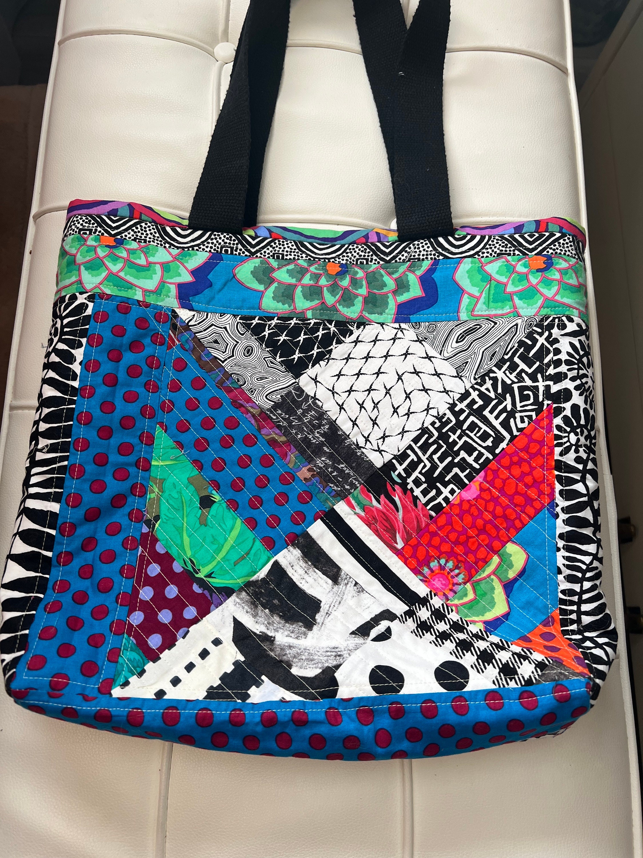 Quilted Tote Bag, Kaffe Fasset Collective Fabric, Large Patchwork Tote ...