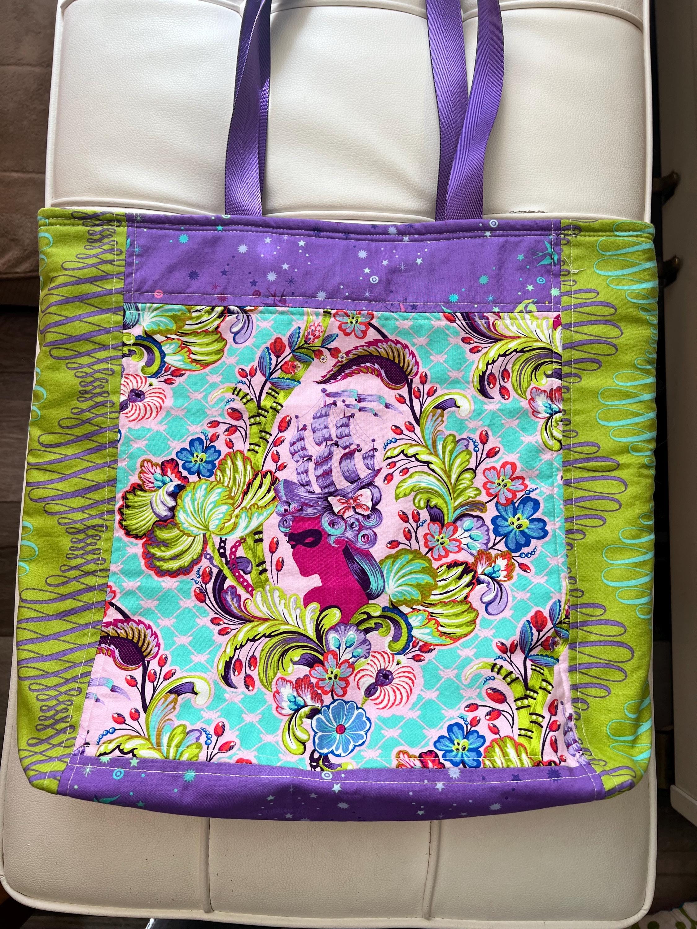 Tula Pink Parisville Quilted Tote Bag: Handmade Patchwork Large Tote - Etsy