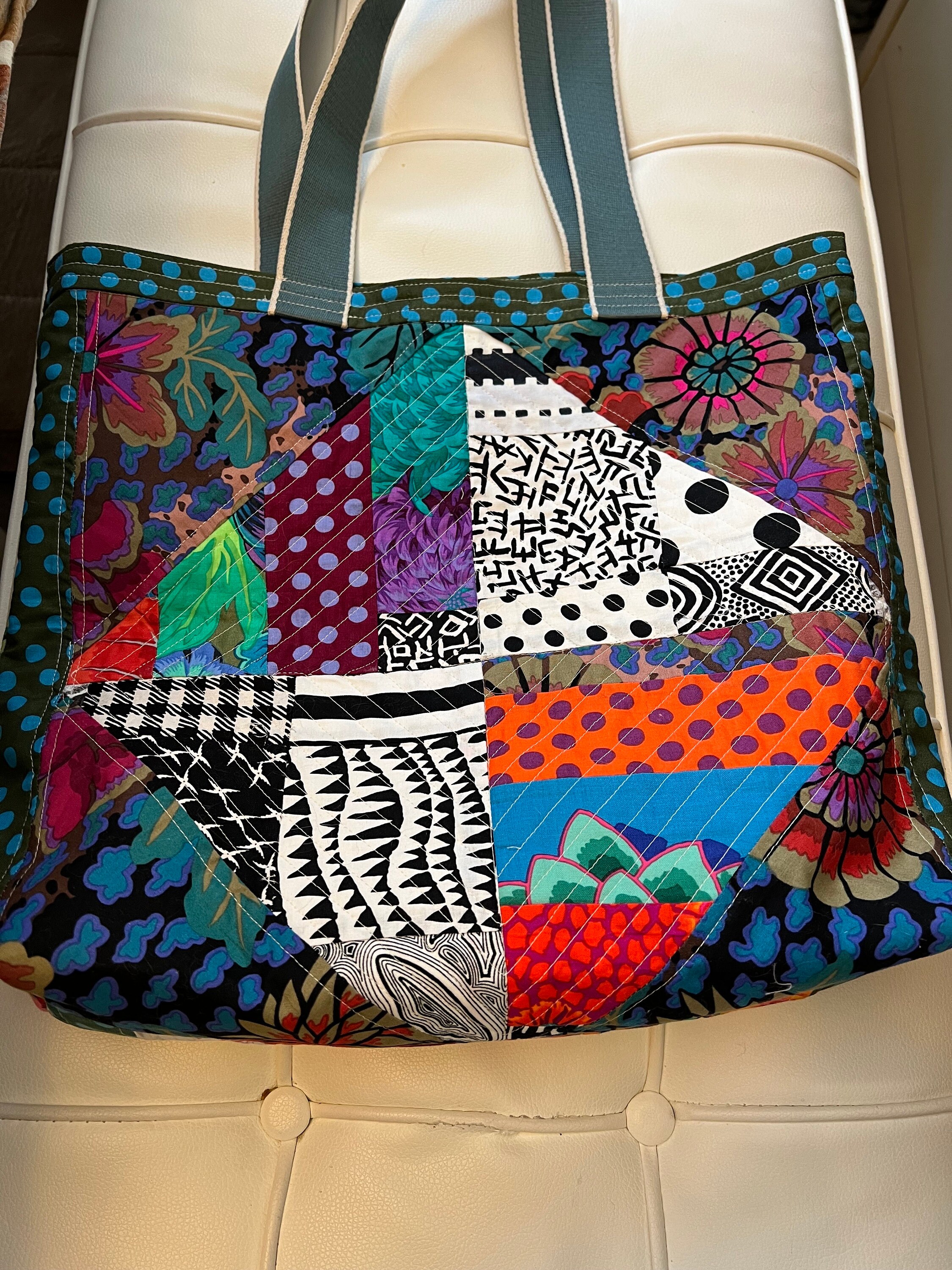 Quilted Tote Bag, Kaffe Fasset Collective Fabric, Patchwork Tote, Hand ...