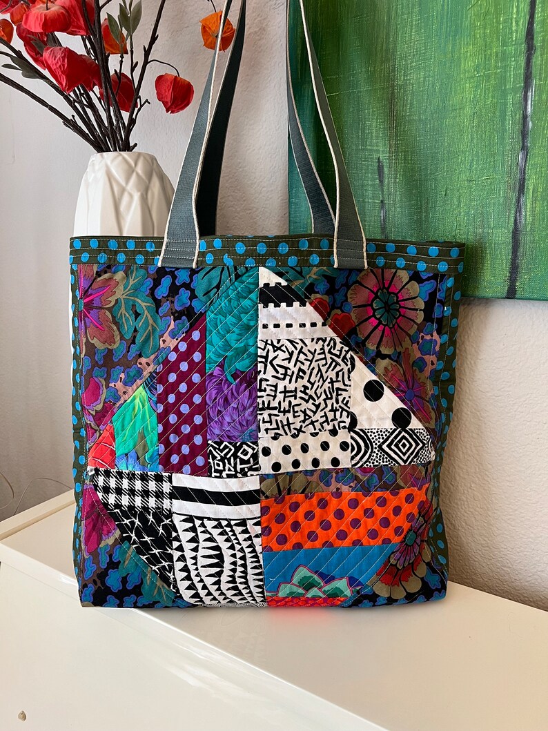 Quilted Tote Bag, Kaffe Fasset Collective Fabric, Patchwork Tote, Hand ...