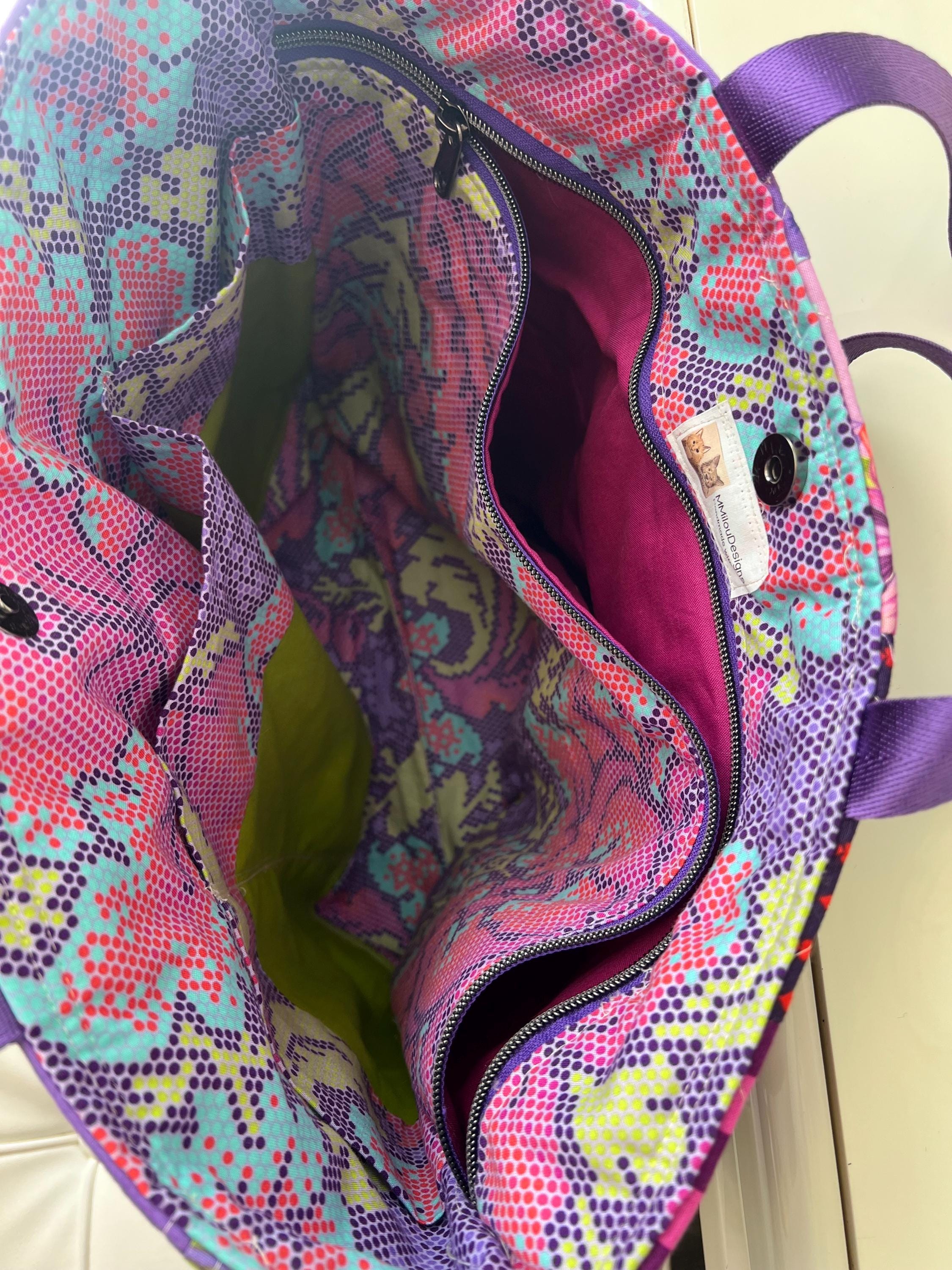 Tula Pink Parisville Quilted Tote Bag: Handmade Patchwork Large Tote - Etsy