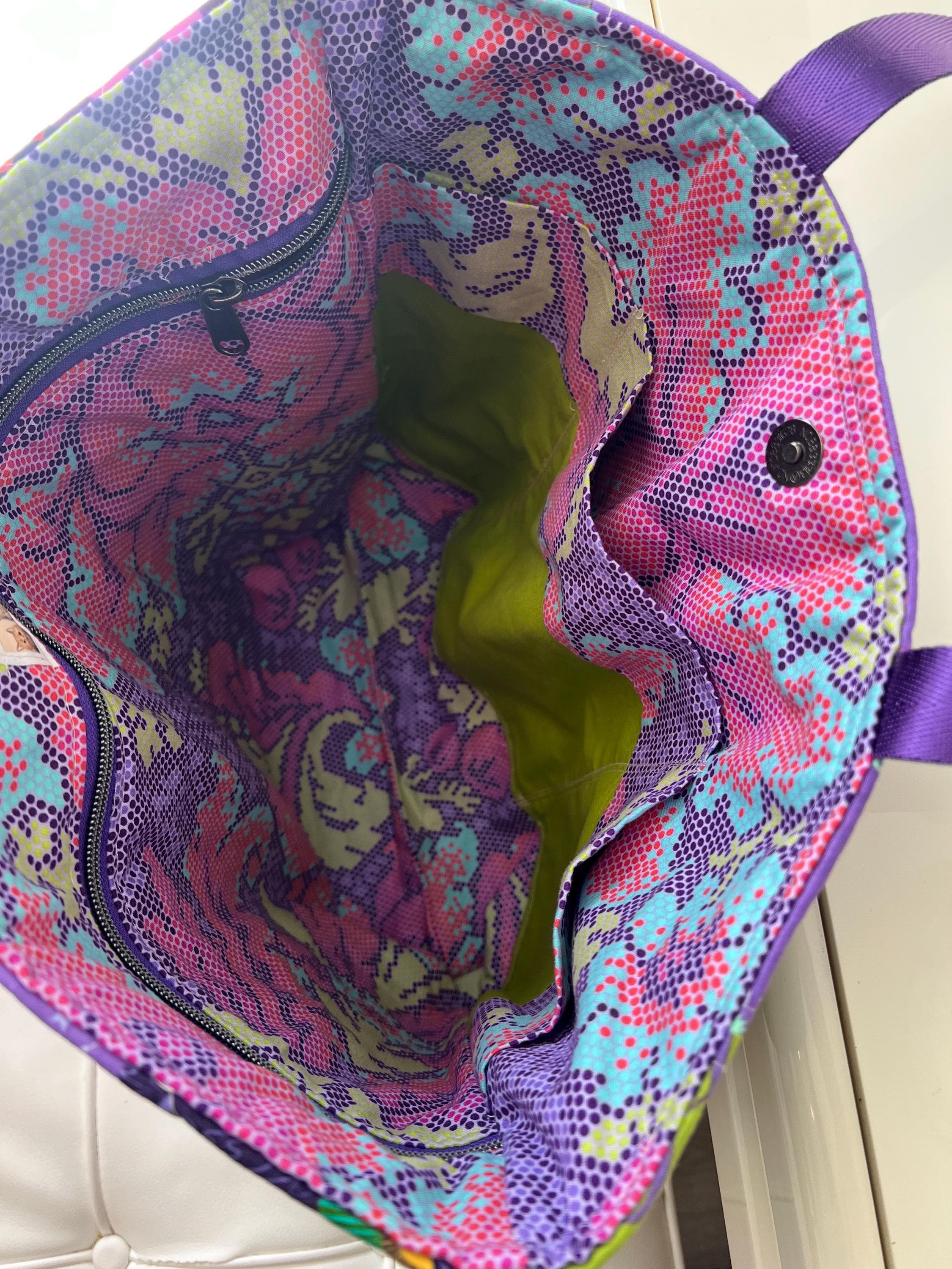 Tula Pink Parisville Quilted Tote Bag: Handmade Patchwork Large Tote - Etsy