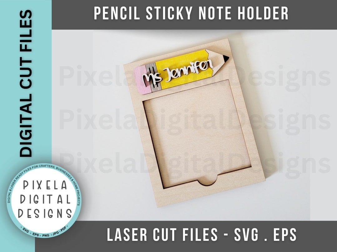 Teacher Pencil Sticky Note SVG, Laser Cut File, Note Pad Holder SVG ...