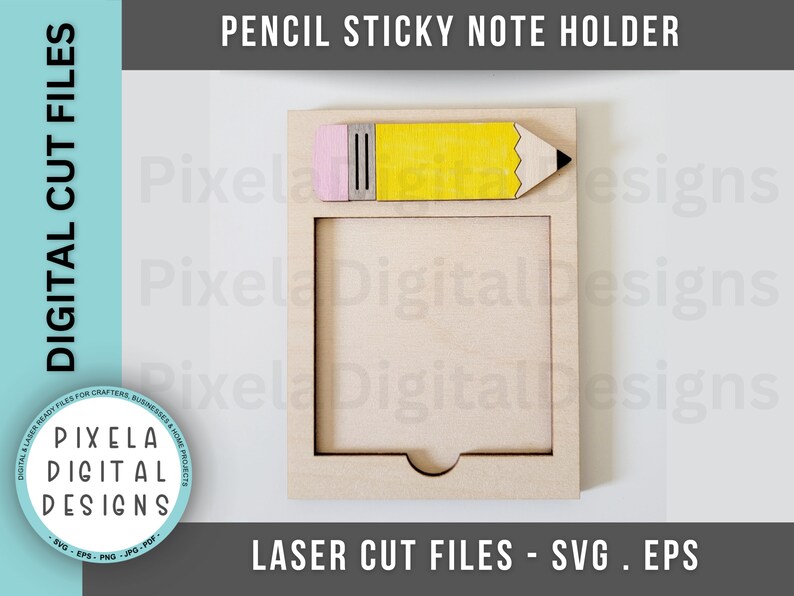 Teacher Pencil Sticky Note SVG, Laser Cut File, Pencil Note Pad Holder ...