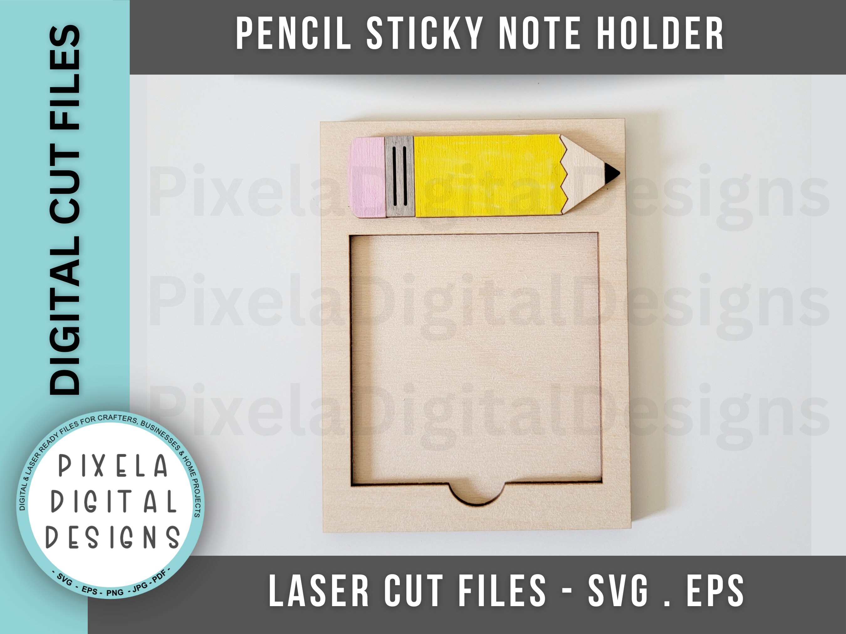 Teacher Pencil Sticky Note SVG, Laser Cut File, Note Pad Holder SVG ...